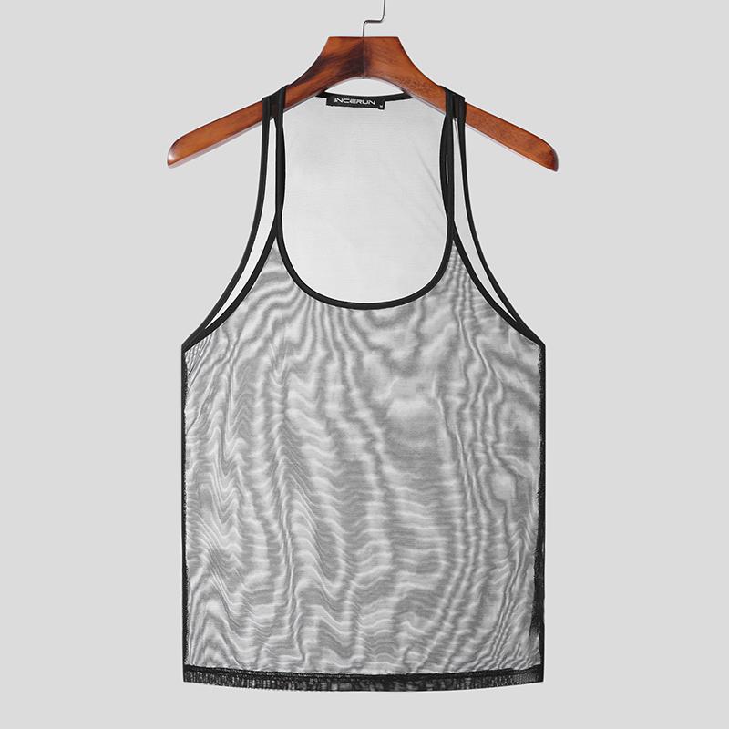 Cheap INCERUN Men Sleeveless Sheer Vest Underwear Slim Fit Transparent ...