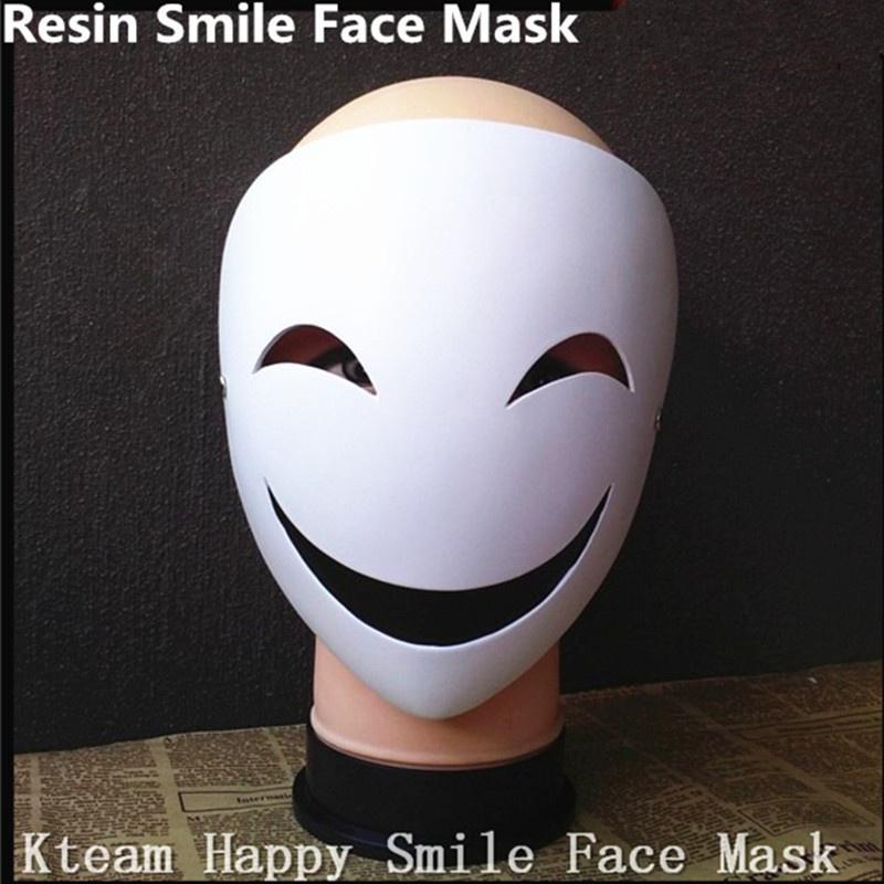 Buy Halloween White Smile Face Resin Scary Masks Black Bullet Cosplay ...