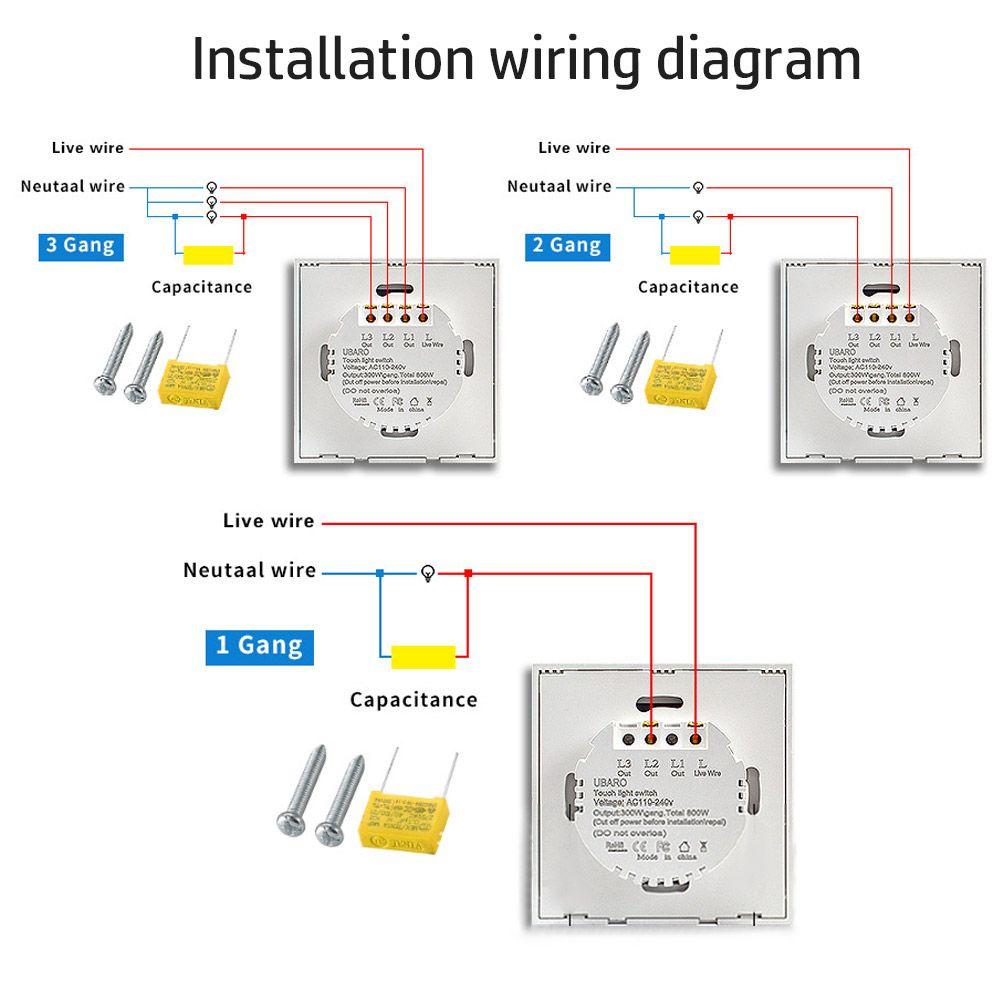 Buy 1 Way Wall Lamp Single Live Wire Control Touch Switch Light Switch ...