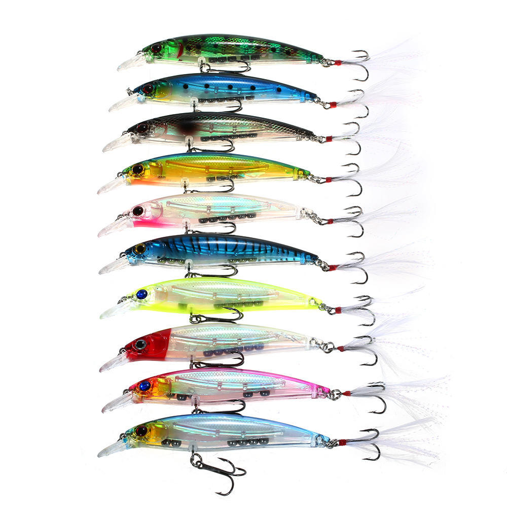 10PCS 0.6-1.8m Diving Minnow Fishing Lures 13.6g 110mm Artificial Bait ...