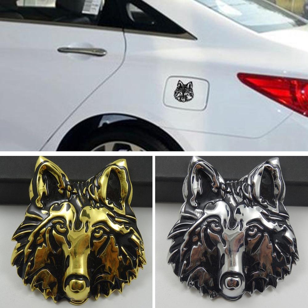 Buy 3D Wolf Head Logo Metal Car Decal Sticker Chrome Badges Emblem 7x6 ...