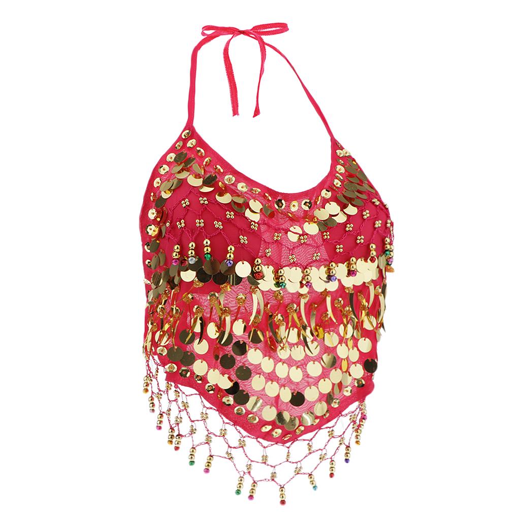 Buy Belly Dance Costumes Bra Halter Top Sequin Performance Outfits at ...
