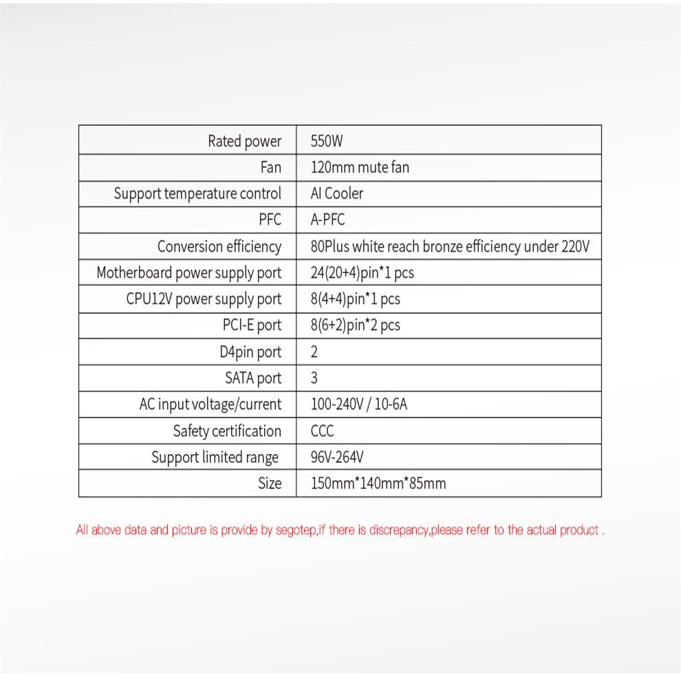 Buy Segotep RP650 550W Esport Power Supply 80 Plus Standard PSU ATX ...