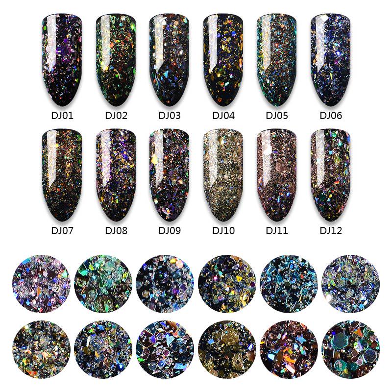 Buy MEET ACROSS 12 Colors Shinny Paillettes Glitter Holo Sequins Powder ...