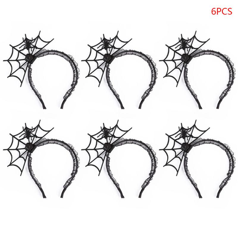 Buy 6pcs Halloween Spider Web Hair Hoop Headband Cosplay Headdress Lace ...