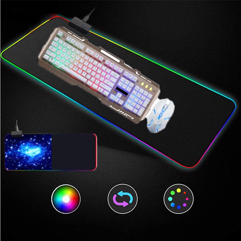 Buy RGB Large Colorful LED Lighting Keyboard Mat Gaming Mouse Pad For ...