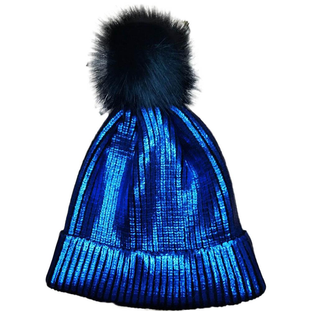 Buy Fashion Unisex Solid Color Hot Stamping Pinstrip Knit Cap Warm Cap ...