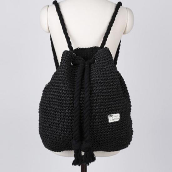Buy Summer Women Straw Backpack Handmade Beach Bag Drawstring Knapsack ...