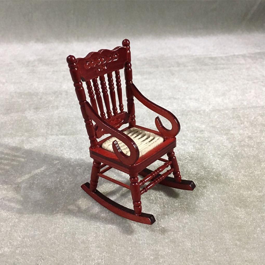 1:12 Mini Rocking Decoration Miniatures Armrests Chair Dollhouse ...