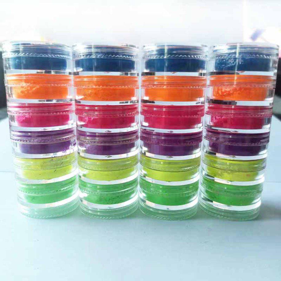 Buy XILY Nail 6 Color Fluorescent Color Bright Nail Color Powder Set ...
