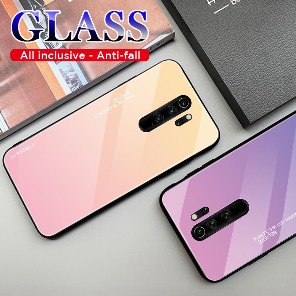 Luxury gradient phone case for Xiaomi Redmi note 8 7 Pro Mi 9T Pro 9SE glass glossy Capa uygun ...