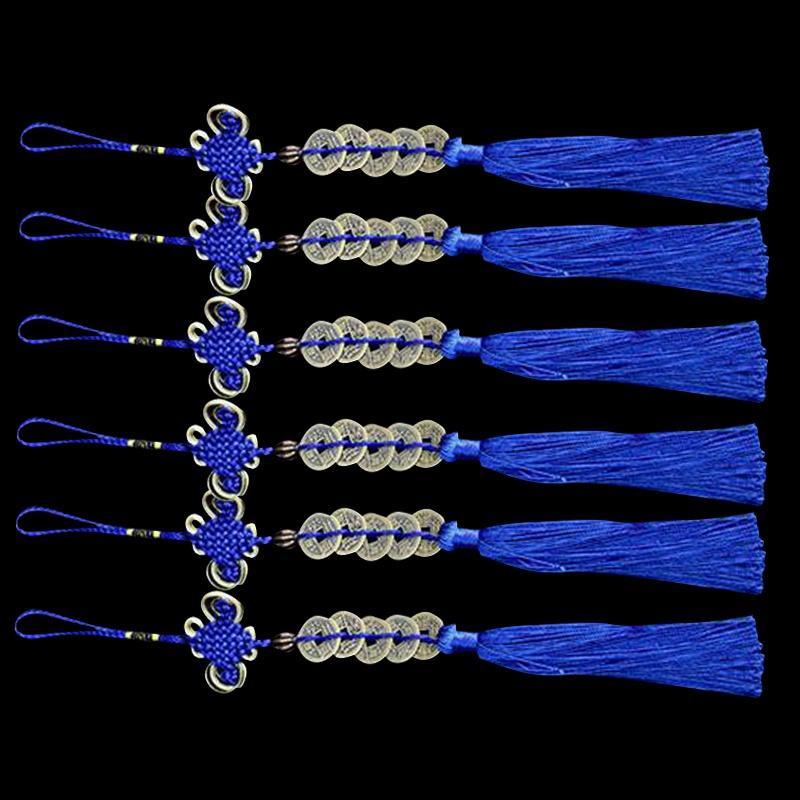 Buy Pretty Ancient 5 Copper Coins Red Chinese Knot Feng Shui Wealth ...