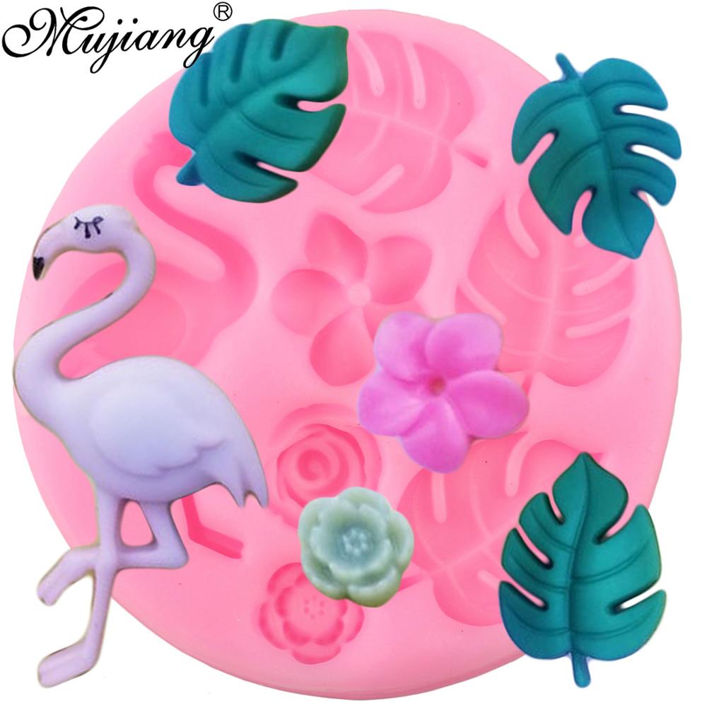 Buy Tropical Theme Silicone Mold Flamingo Flower Turtle leaf Candy ...