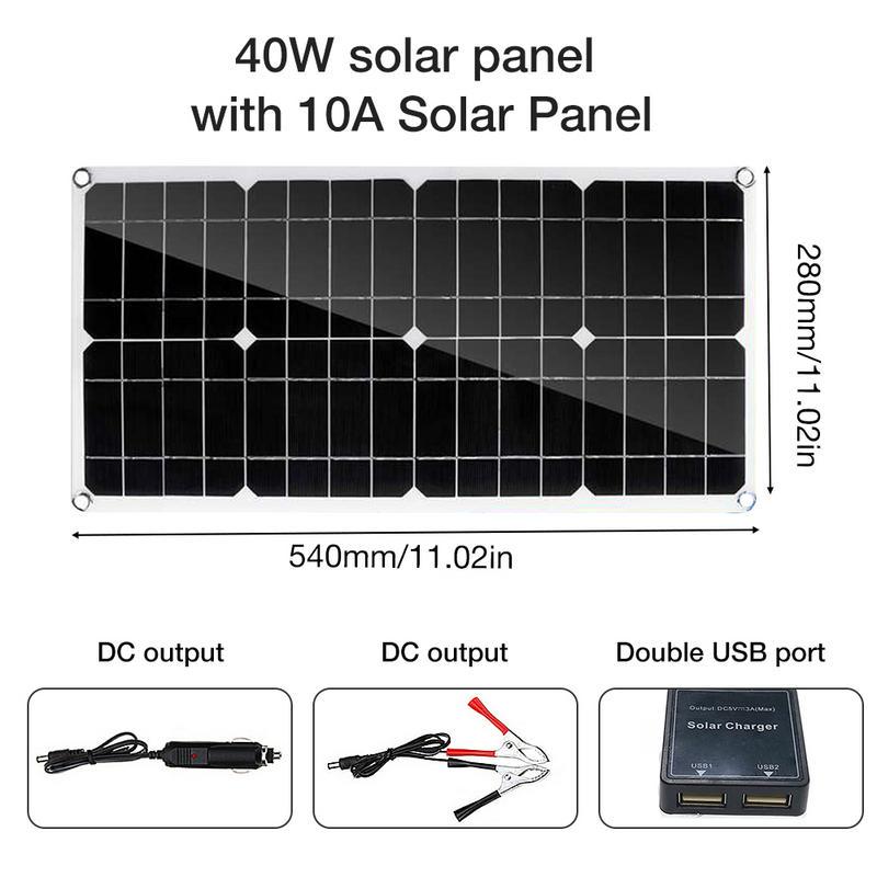 Buy Dual USB 40W Solar Panel with 10A Solar Panel for Car Yacht RV Lamp ...