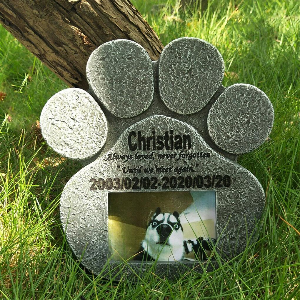 Buy Pet Memorial Stone Outdoor Paw Printed Headstone Patio Resin ...