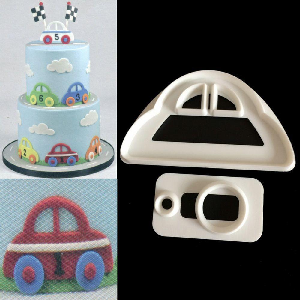 2pcs Durable Tools Car Decorating Cake Mold Fondant Plastic Cutter ...
