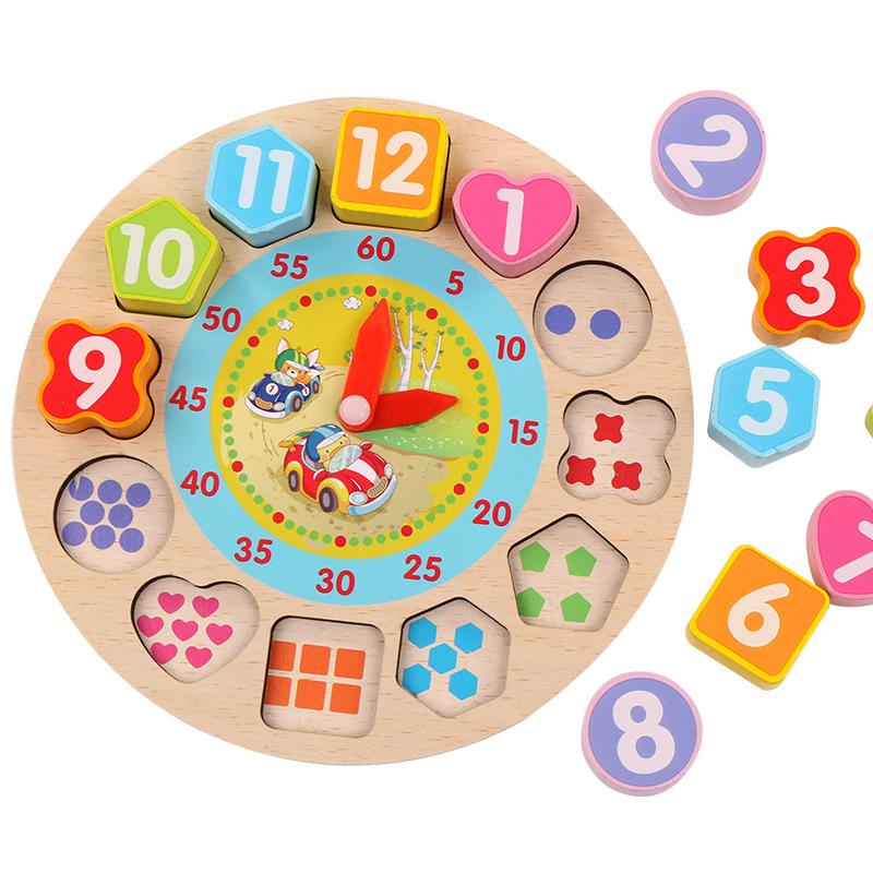 Buy Children's Educational Wooden Digital Animal Clock Blocks Cognitive ...