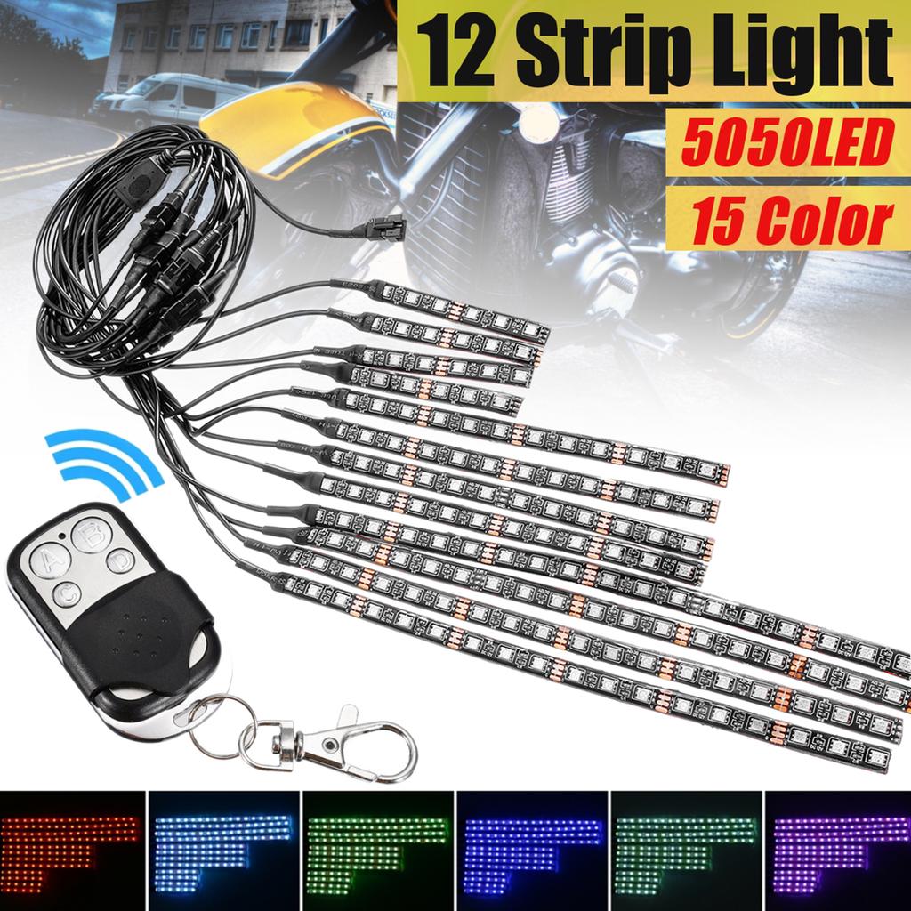 Buy Wireless Remote Control Motorcycle 5050 LED RGB Flashing Light 12 ...