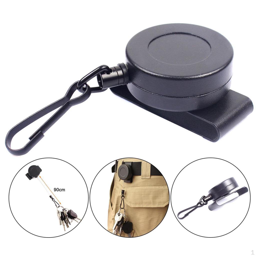 Retractable Keychain Metal Steel Wire Cord Name Card Heavy Duty ID ...