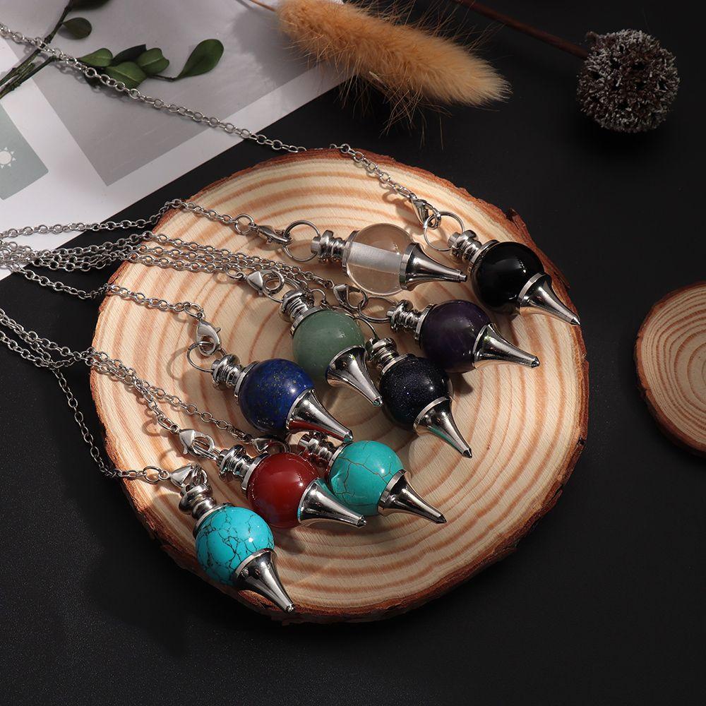 Buy Rock Black Onyx Turquoise Amethyst Amulet Reiki Pendulum Pendant ...