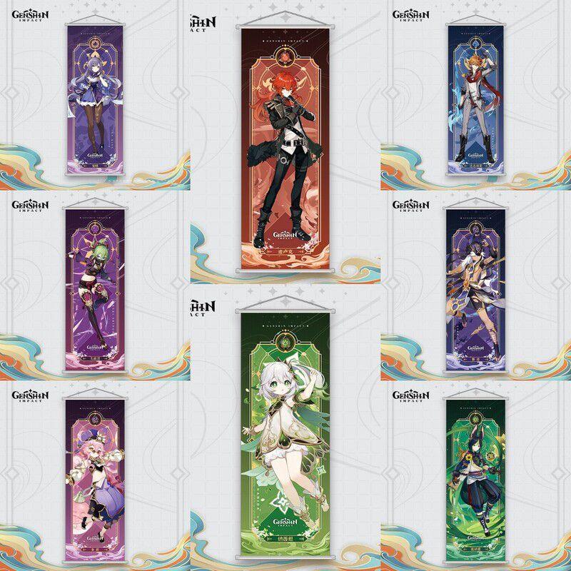 Buy Wall Nahida Genshin Scroll Poster Albedo Wall Hanging Canvas ...