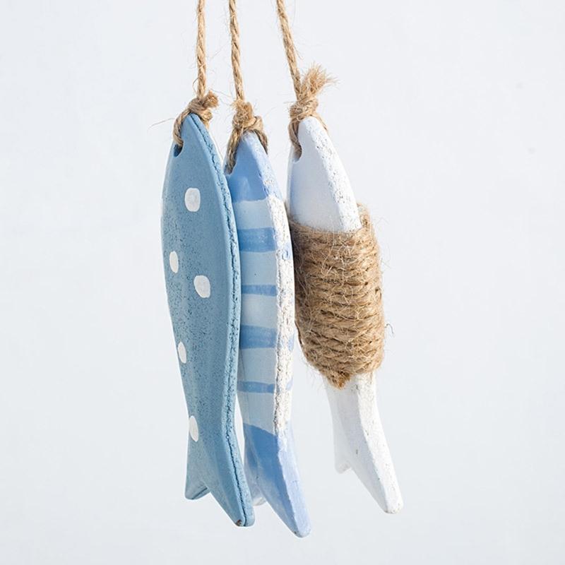 Buy Nautical Wooden Fish Pendant Room Decor Fish String Wall Hanging ...