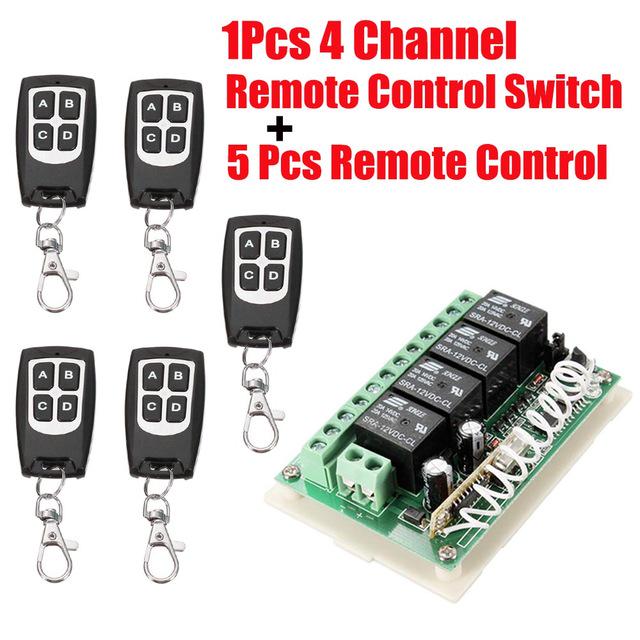 Buy Wireless Remote Control RF Switch 433Mhz DC 12V 4CH 4 Channel Relay ...