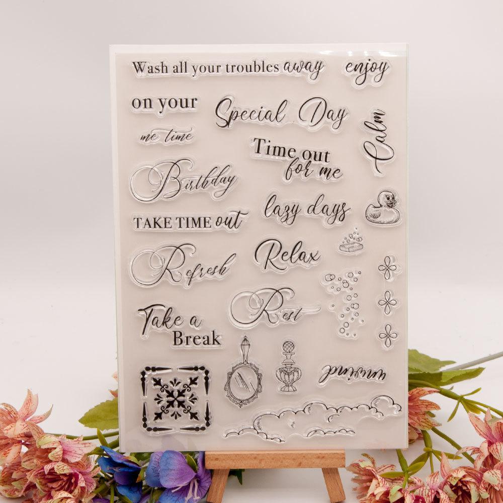 Buy 1pcs Wash All Your Trouble Clear Stamp Silicone Stamp Cards with ...