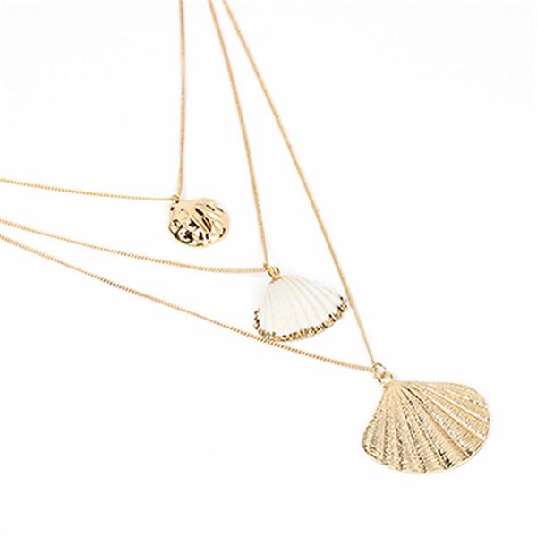 Buy Women Boho Multi-layer Shell Necklace Seashell Pendant Beach Choker ...