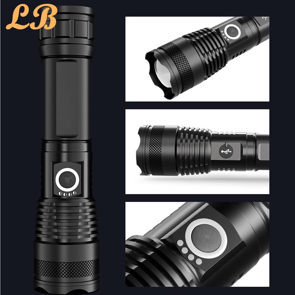 Buy LED Zoom Flashlight XHP70 Torch USB Rechargeable Waterproof Lamp ...