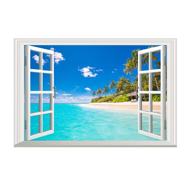 Buy Window View Wall Art Posters Mountain Lake Landscape Canvas Picture ...