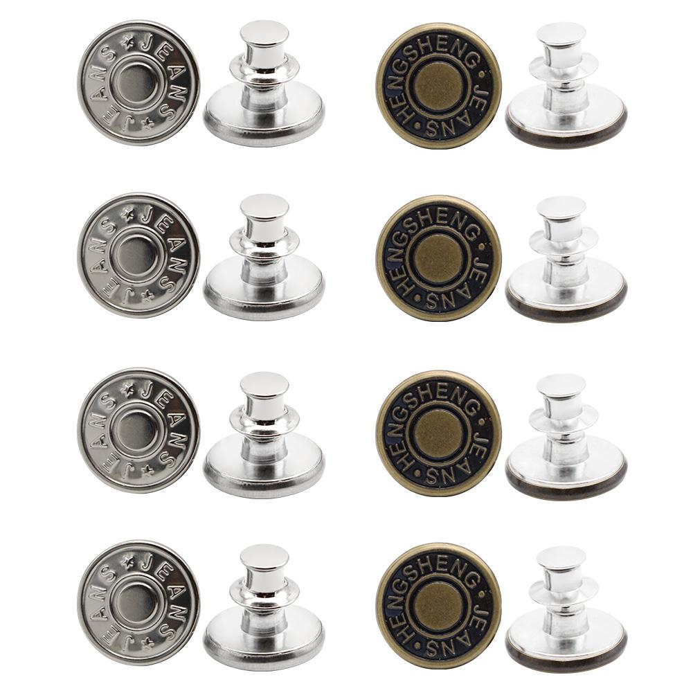 Buy 8/6/4pcs Button for Jeans, 17mm No Sewing Metal Jean Denim ...