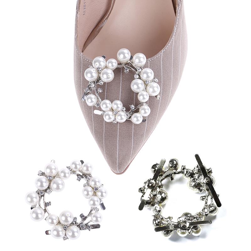 Buy 1Pc Artificial Pearl Metal Bridal Ball Shoe Clasp Decoration at ...