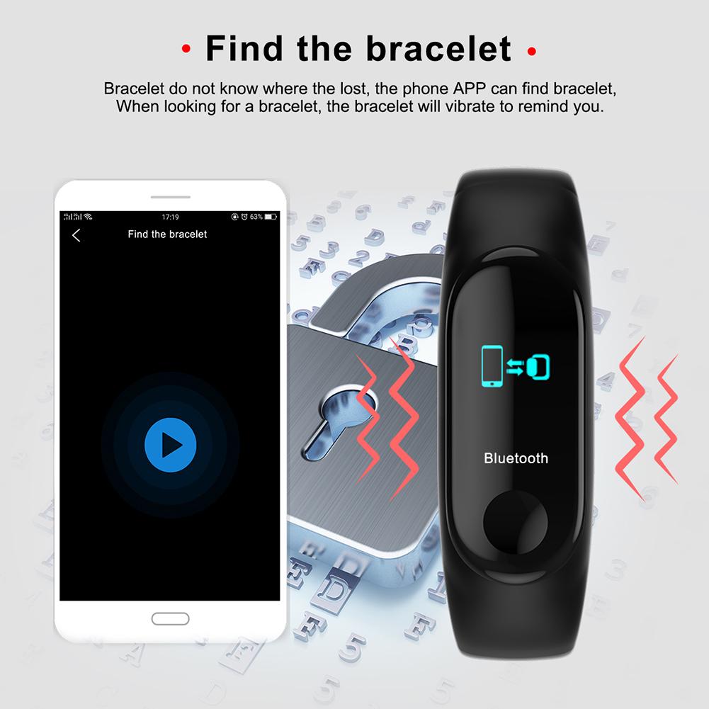 Buy M3 Color Screen Smart Bracelet Fitness Tracker Step Counter Heart ...