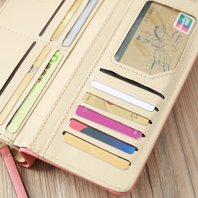 Women's Leaves Hollow Coin Bag Simple Bow Coin Purse Zipper Wallet Long ...
