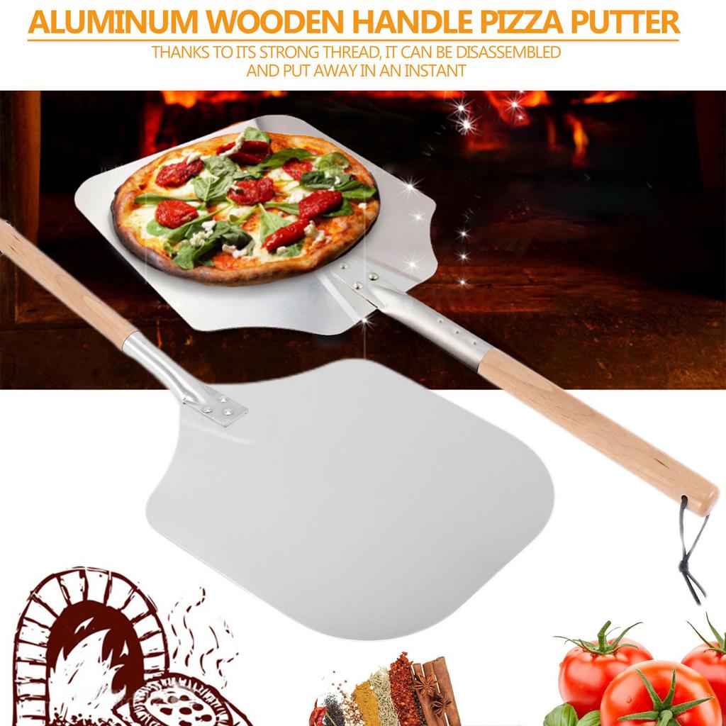 Buy Square Pizza Peel, Aluminum Pizza Pusher with Wooden Handle, Bread ...