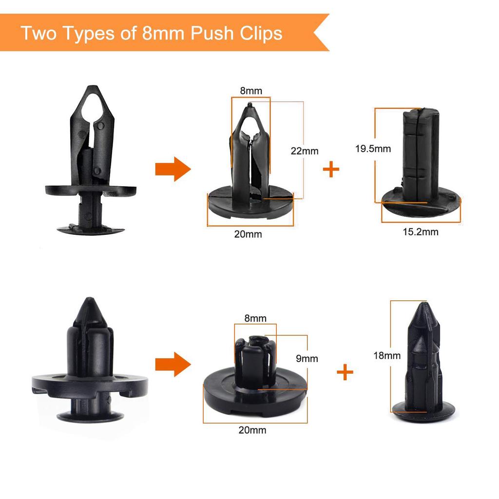 Nylon Clips 200 Pcs Push Bumper Fastener Rivet Clips With Body Retainer ...