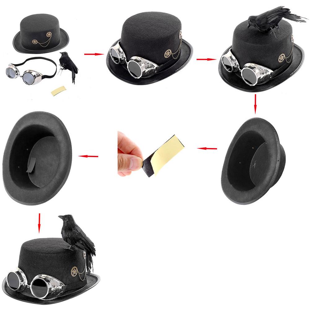 Buy Cosplay Crow Hat Retro Gothic Steampunk Hats for Halloween Cosplay ...