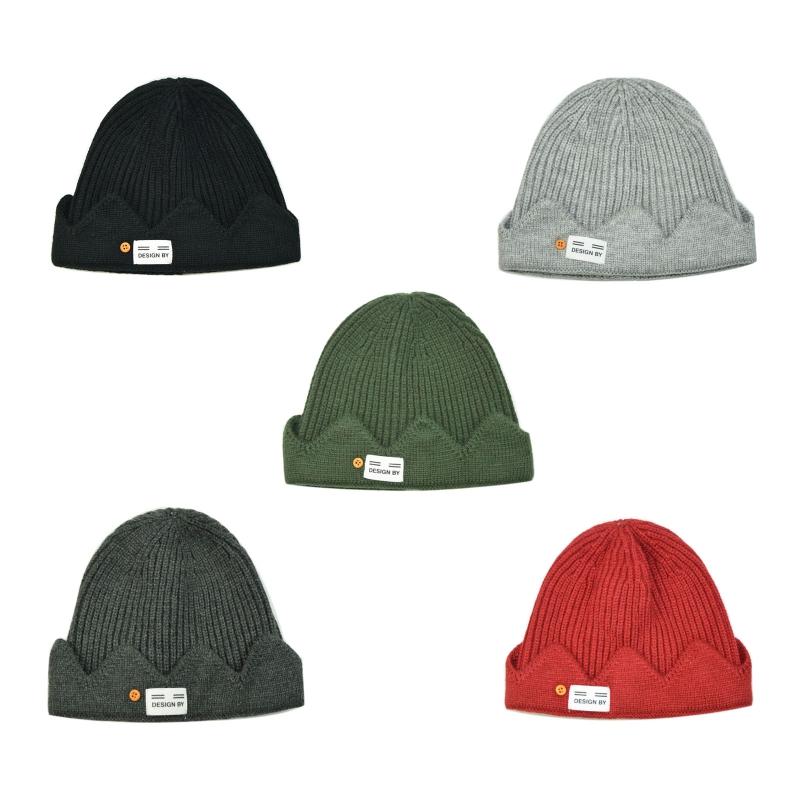 Cheap Wave Pattern Edge Knitted Winter Warm Cap Creative Design Crown ...