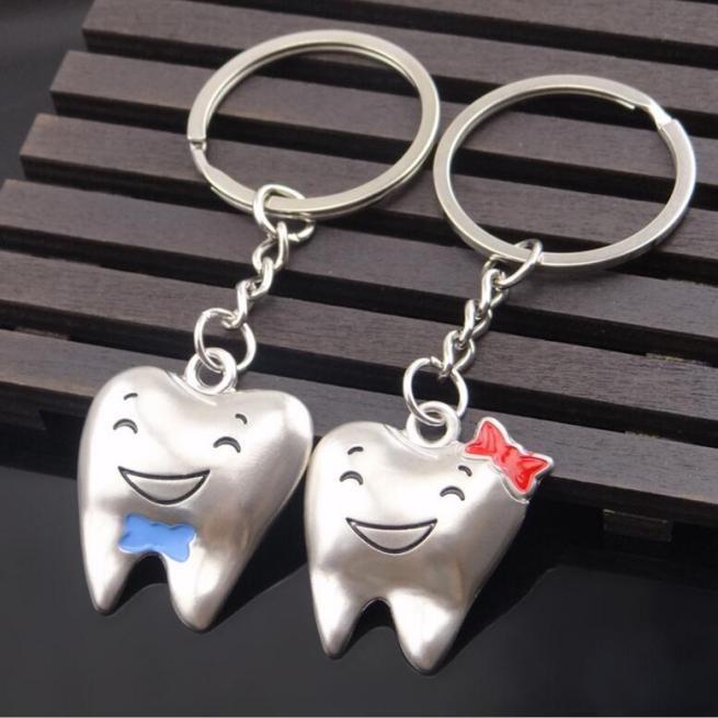 Buy High Stylish 1 Pair Happiness Teeth Tooth Couples Key Chain Key ...