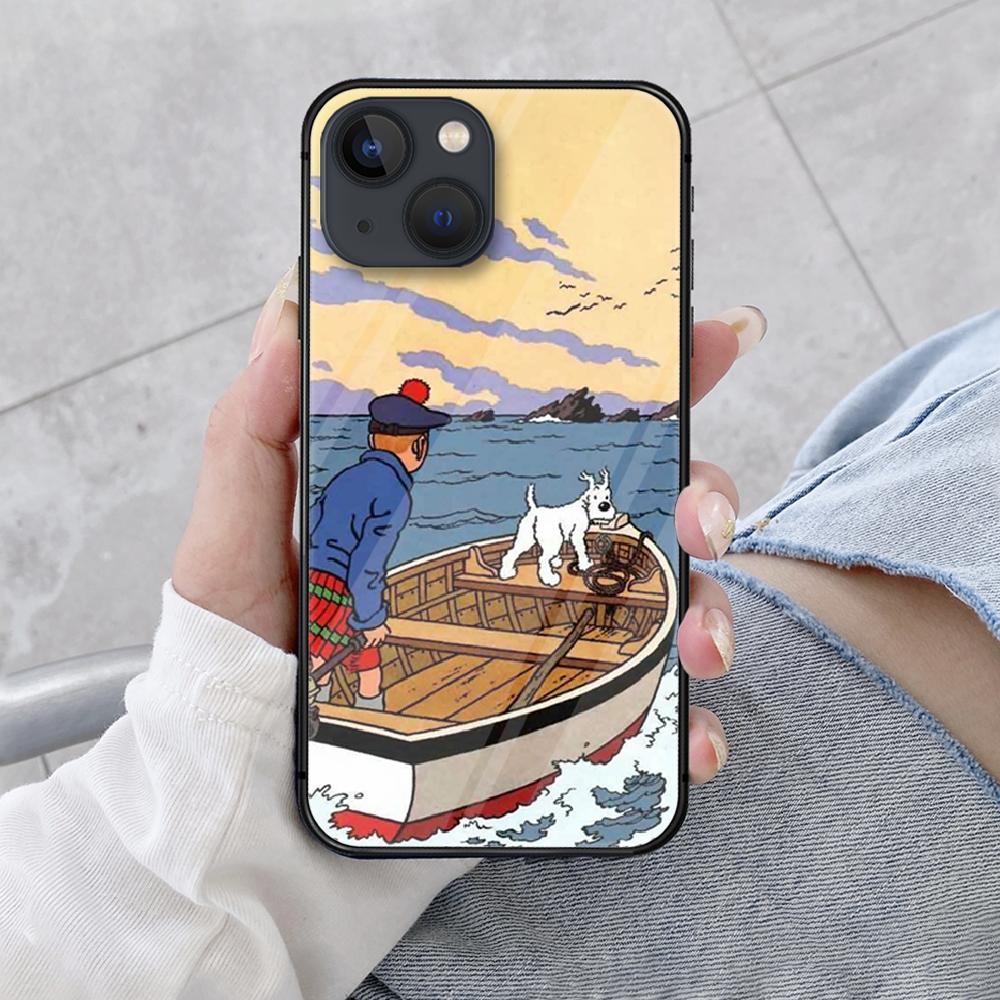 Tintin Maceraları Karikatür Temperli Cam Telefon Kılıfı Kapağı iPhone ...