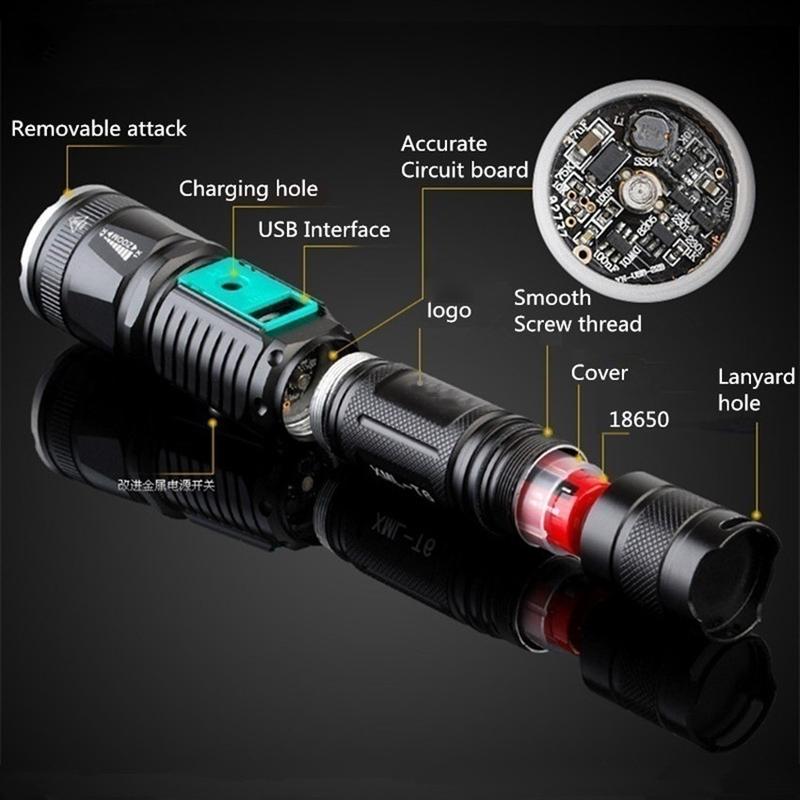 Buy 5 Modes CREE T6 LED Torch Penlight Phone USB Charging Flashlight ...