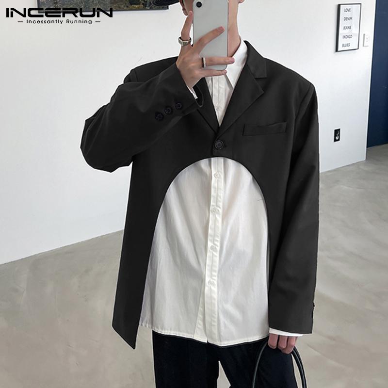 Buy INCERUN Autumn Men's Fashion Irregular Design Suit Shirts Tops Long ...