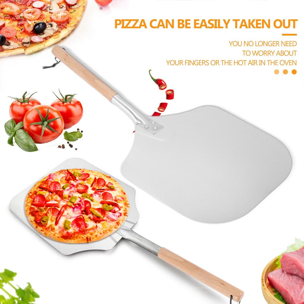 Buy Square Pizza Peel, Aluminum Pizza Pusher with Wooden Handle, Bread ...