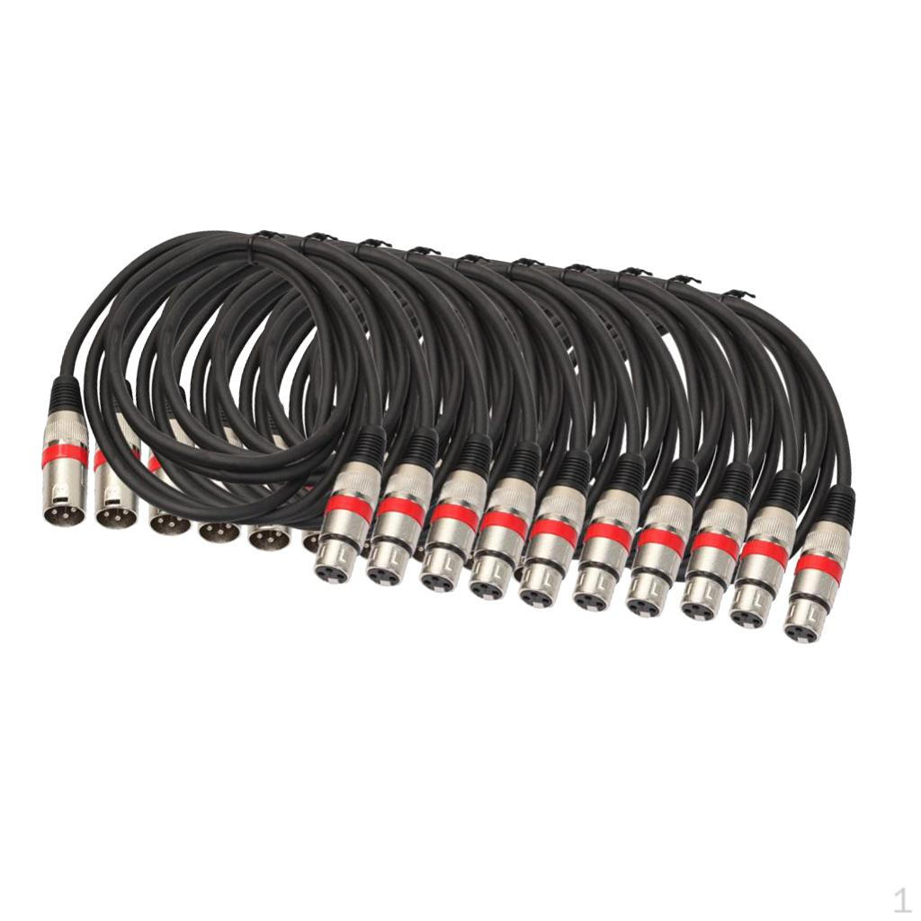 Buy Pack/10pcs Zinc Alloy XLR Male To Female Audio Cables Wire 180cm/5 ...