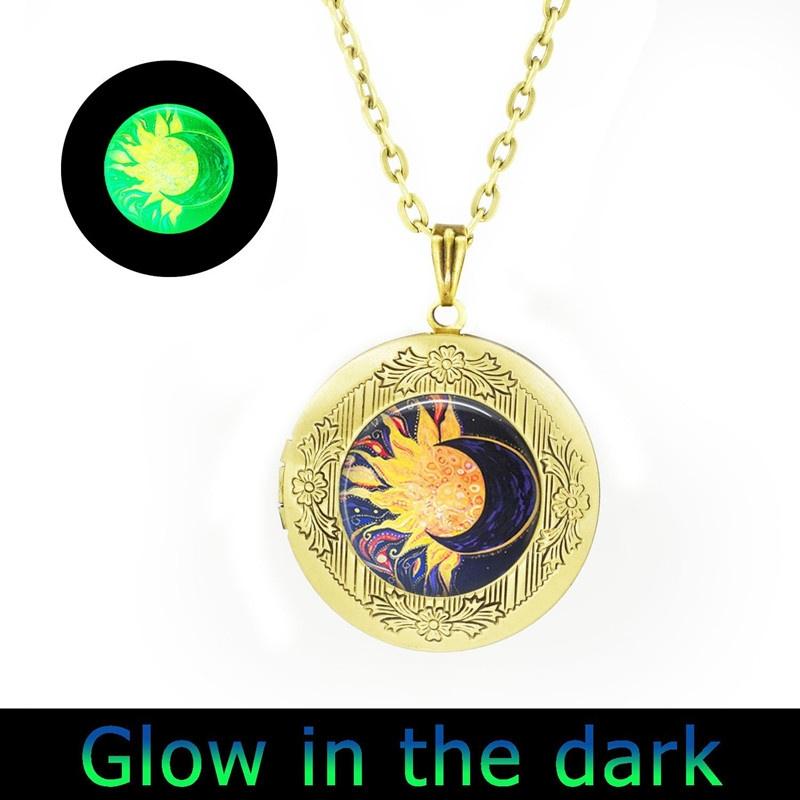 Buy Sun And Moon Locket Necklace Glass Tile Locket Necklace Sun And ...