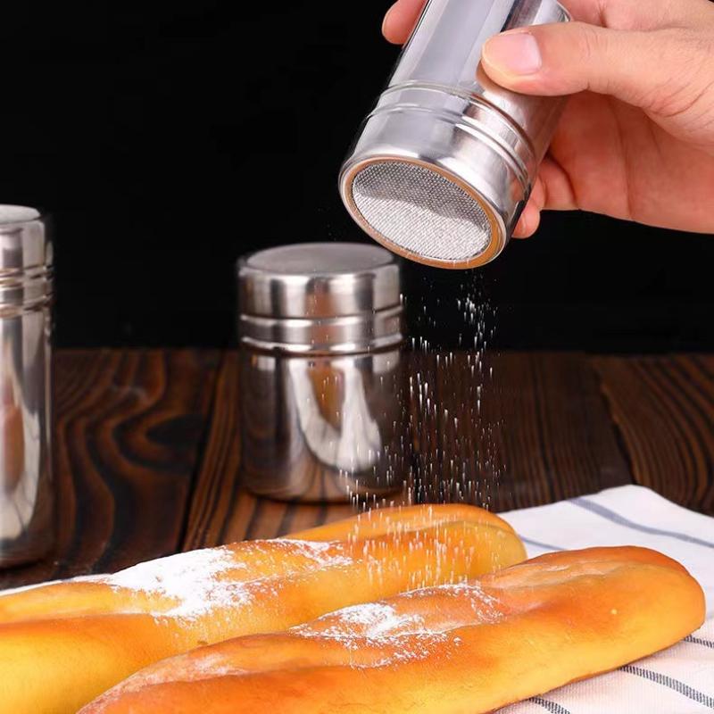 Coffee Duster Chocolate Shaker Lid Stainless Steel Sugar Bowl Cocoa ...