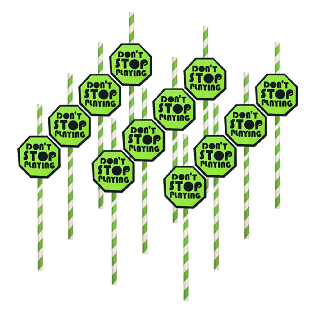 Buy 12 Set Party Game Paper Straws Stripe Drinking Straw Mixed at ...