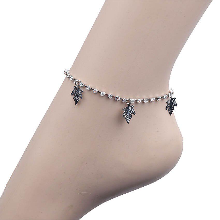 Cheap Pretty Gifts Women Maple Leaf Crystal Anklet Ankle Foot Chain ...
