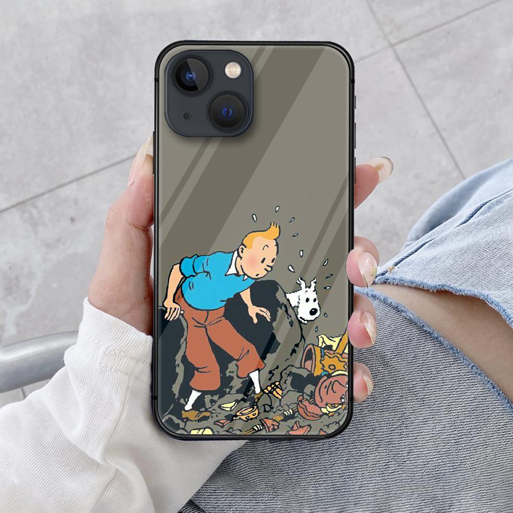 Tintin Maceraları Karikatür Temperli Cam Telefon Kılıfı Kapağı iPhone ...